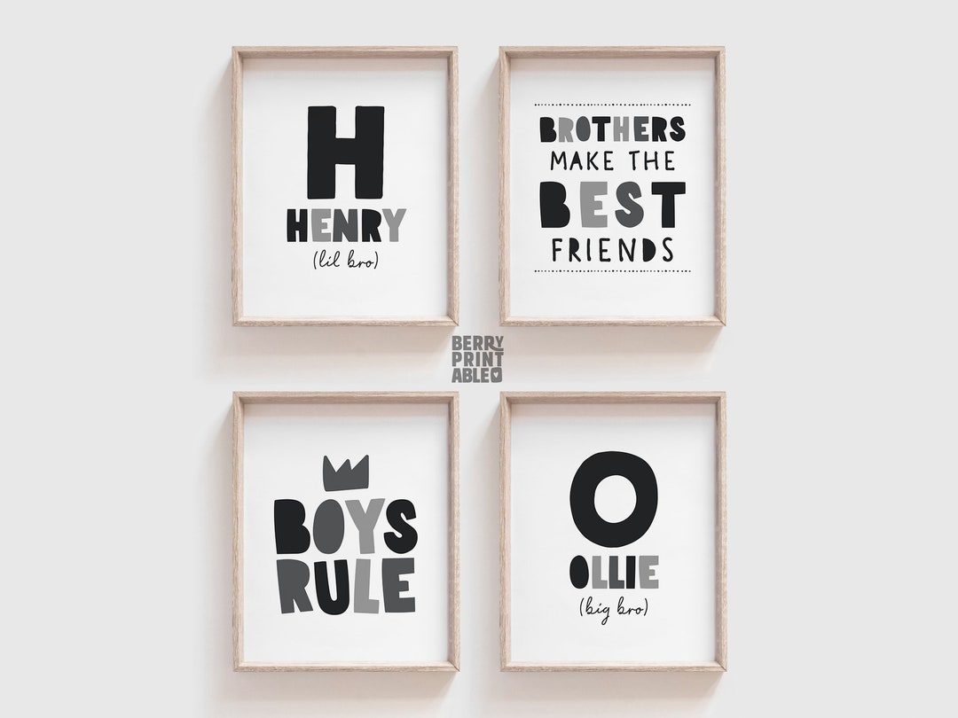 Brothers Printable Wall Art, Custom Playroom Poster, Lil Bro Big Bro ...