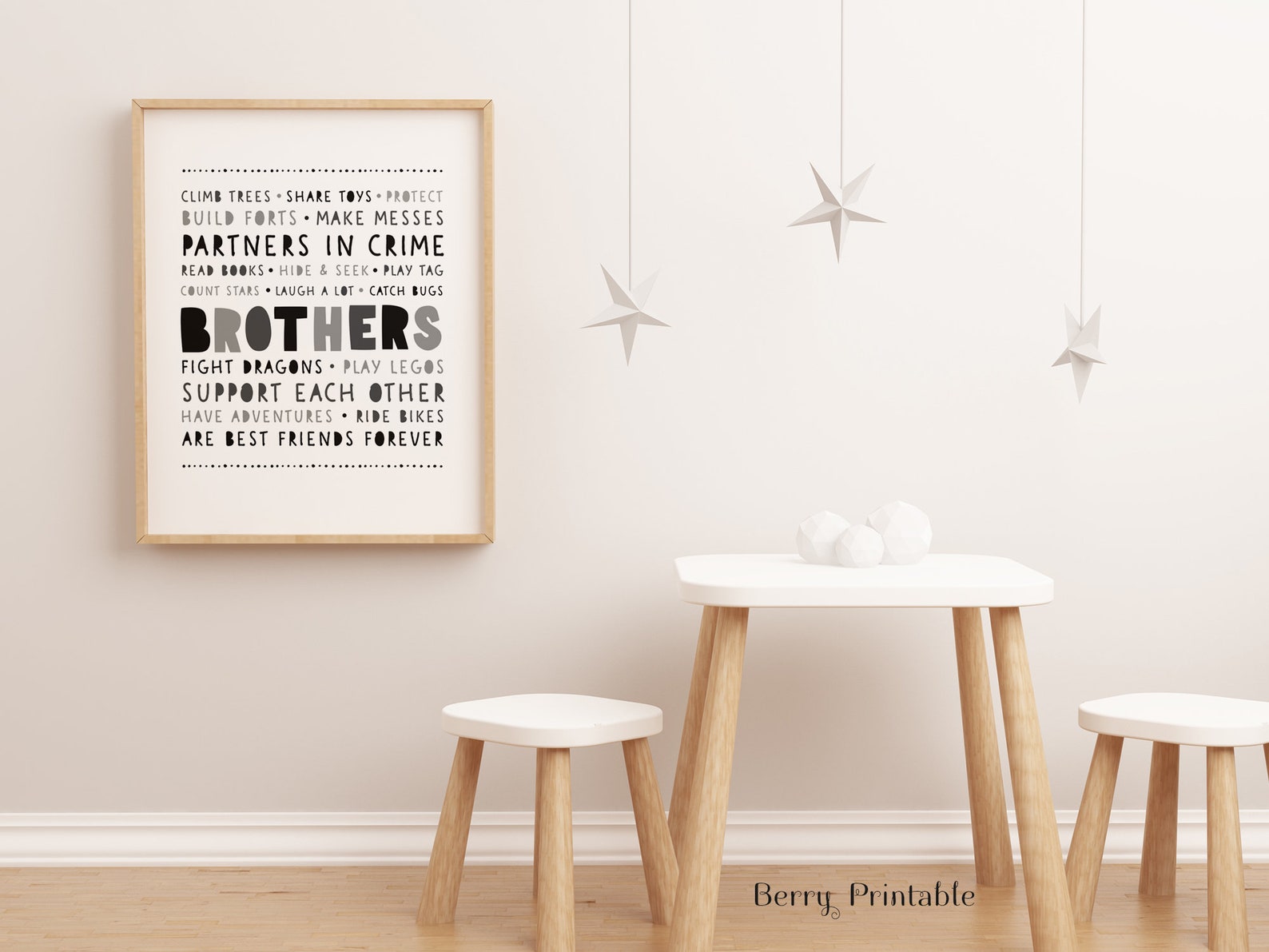 Brothers Printable Set of 3, Custom Poster, Boy Room Decor, Shared Room ...