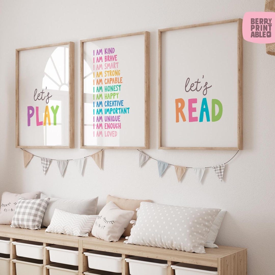Playroom Printable Set, Positive Affirmations for Kids, Let's Play, I ...