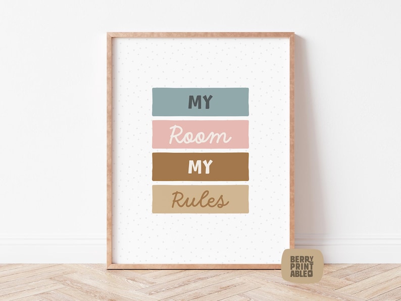 My Room My Rules Printable Sign, Playroom Poster, Kids Bedroom Decor ...