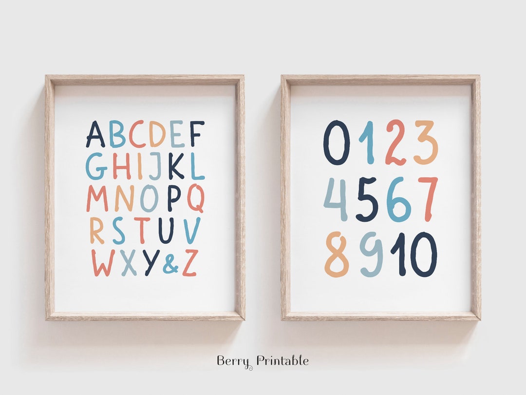 Playroom Wall Art, Alphabet Printable, Numbers Poster, Boys Bedroom ...