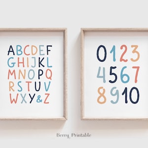 Playroom Wall Art, Alphabet Printable, Numbers Poster, Boys Bedroom ...
