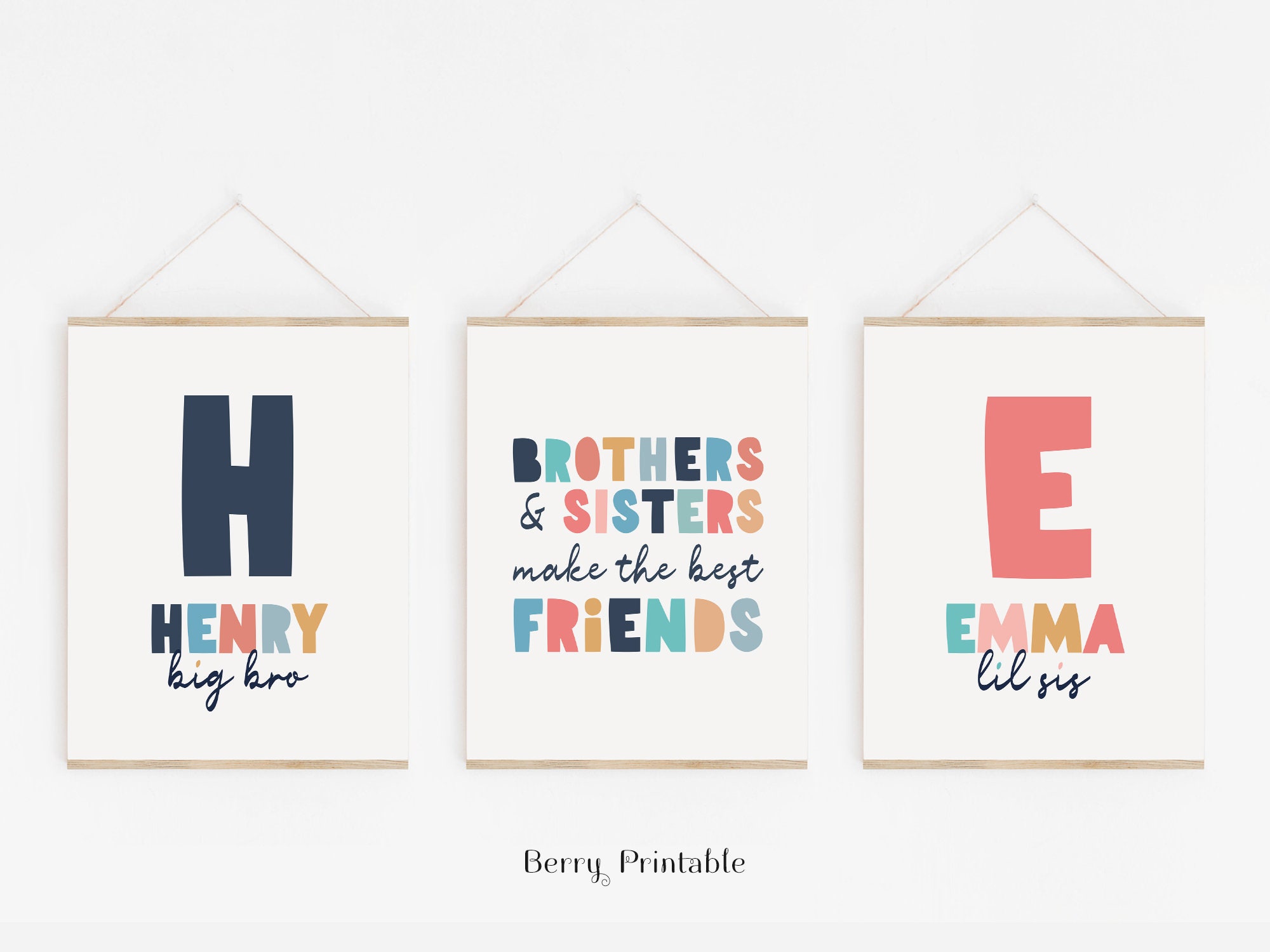 Shared Room Printable Wall Art Set of 3 / Custom Name Poster / - Etsy