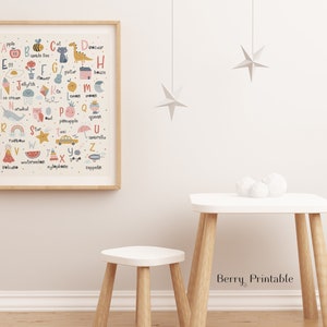 Alphabet Poster, Printable Wall Art, ABC Sign, Kids Room Decor, Neutral ...