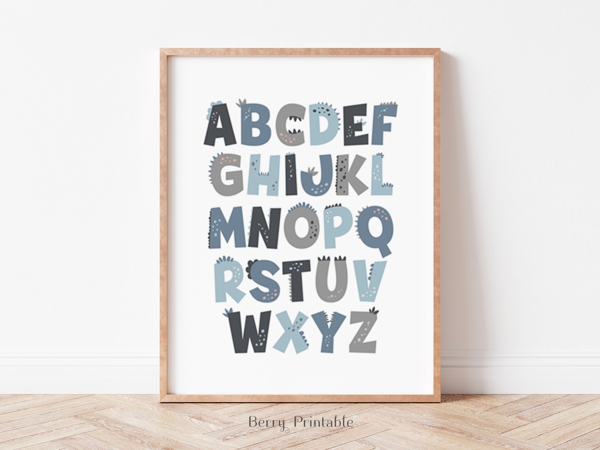 Alphabet Wall Decor, Dinosaur Poster, Printable Wall Art, Boy Dino Room ...