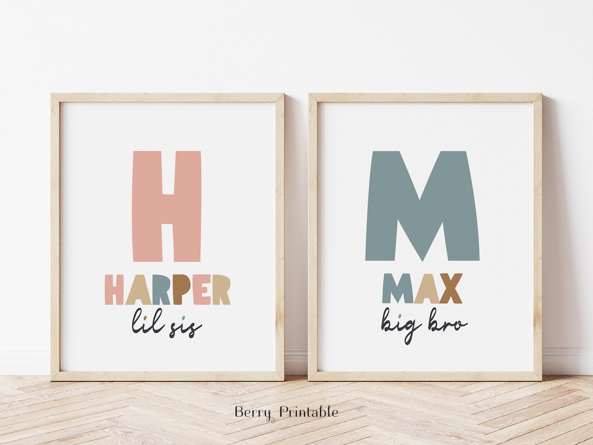 Shared Room Printable Wall Art, Custom Poster, Big Sis Lil Bro Sign ...