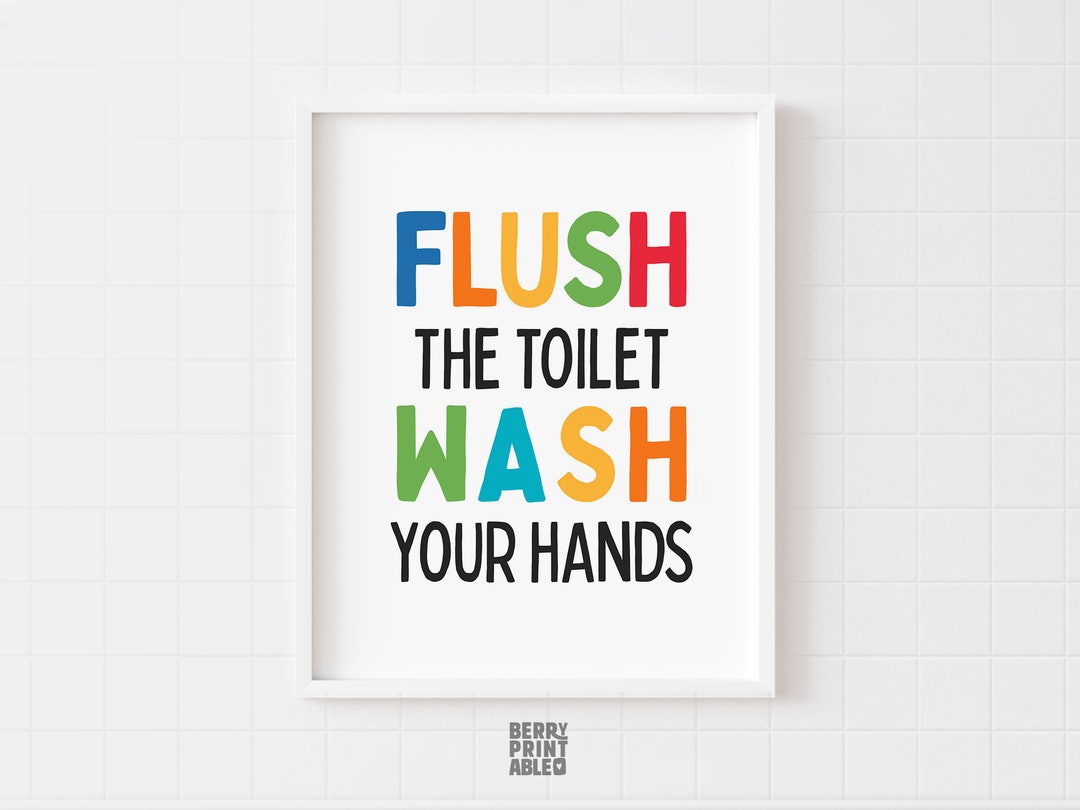 Kids Bathroom Printable Wall Art, Bathroom Printable Decor, Kids Wall ...
