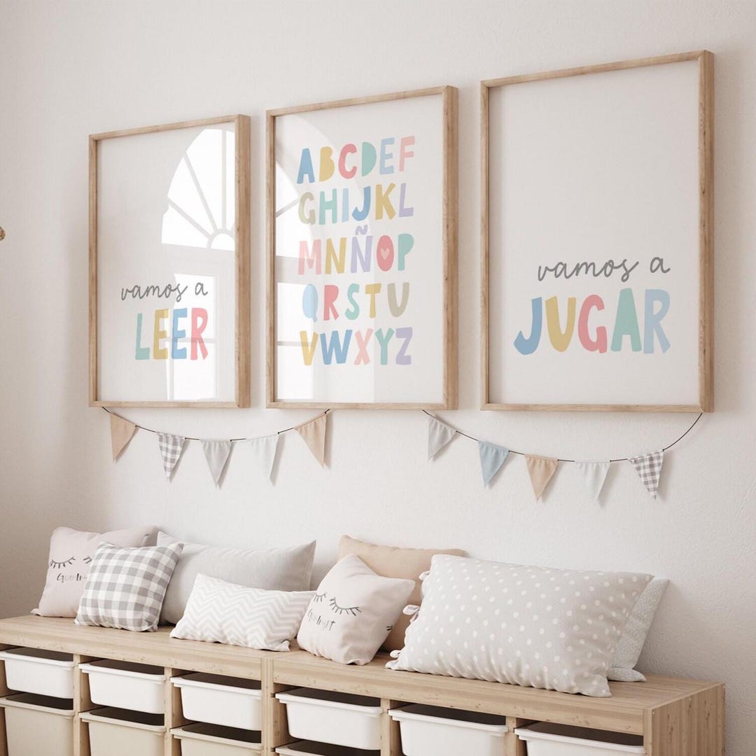 Playroom Printable Set of 3, Spanish Alphabet, Let's Play, Vamos a Leer ...