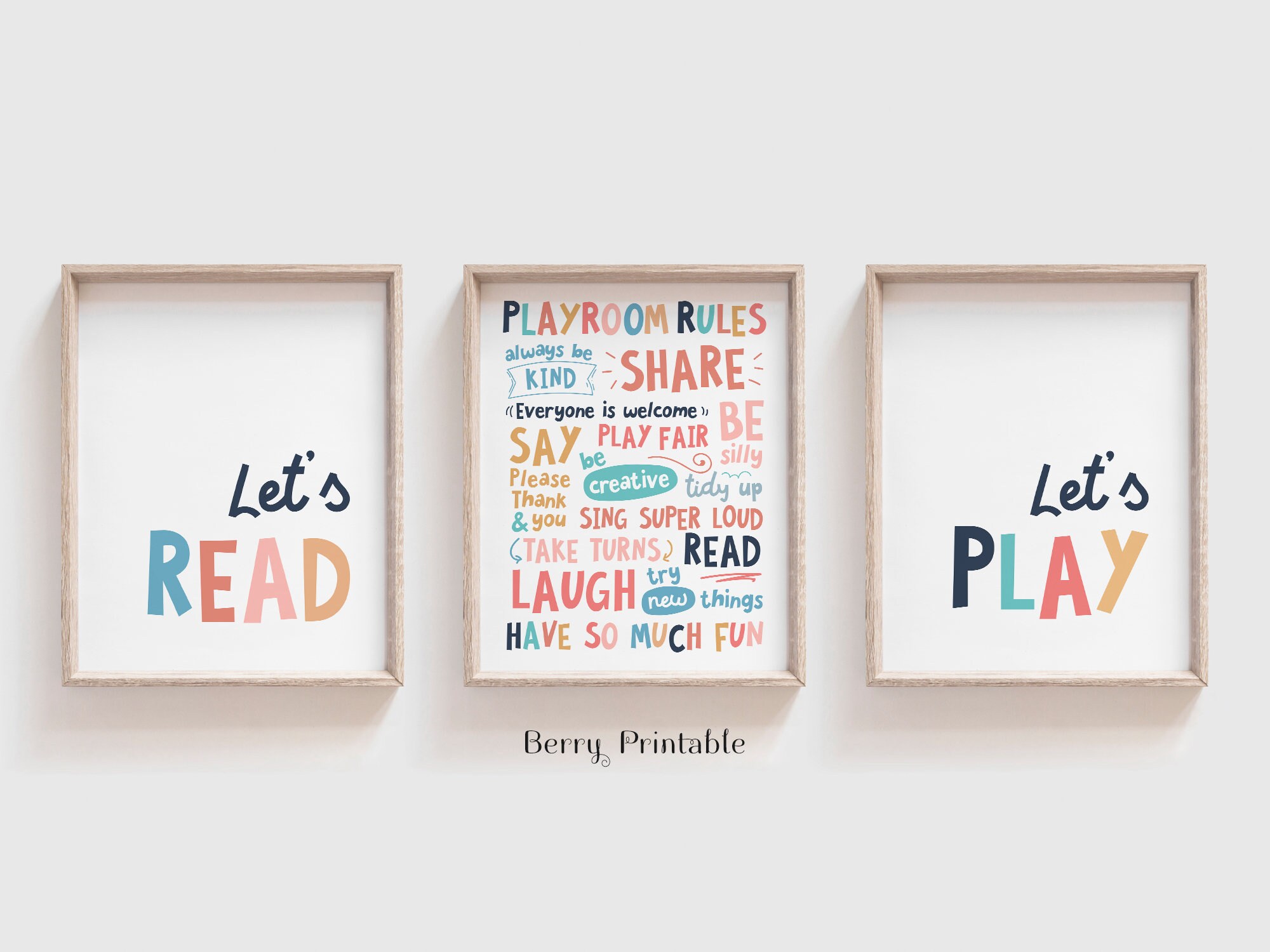 Playroom Rules Printable Wall Art, Kids Room Decor, Let's Play Let's ...