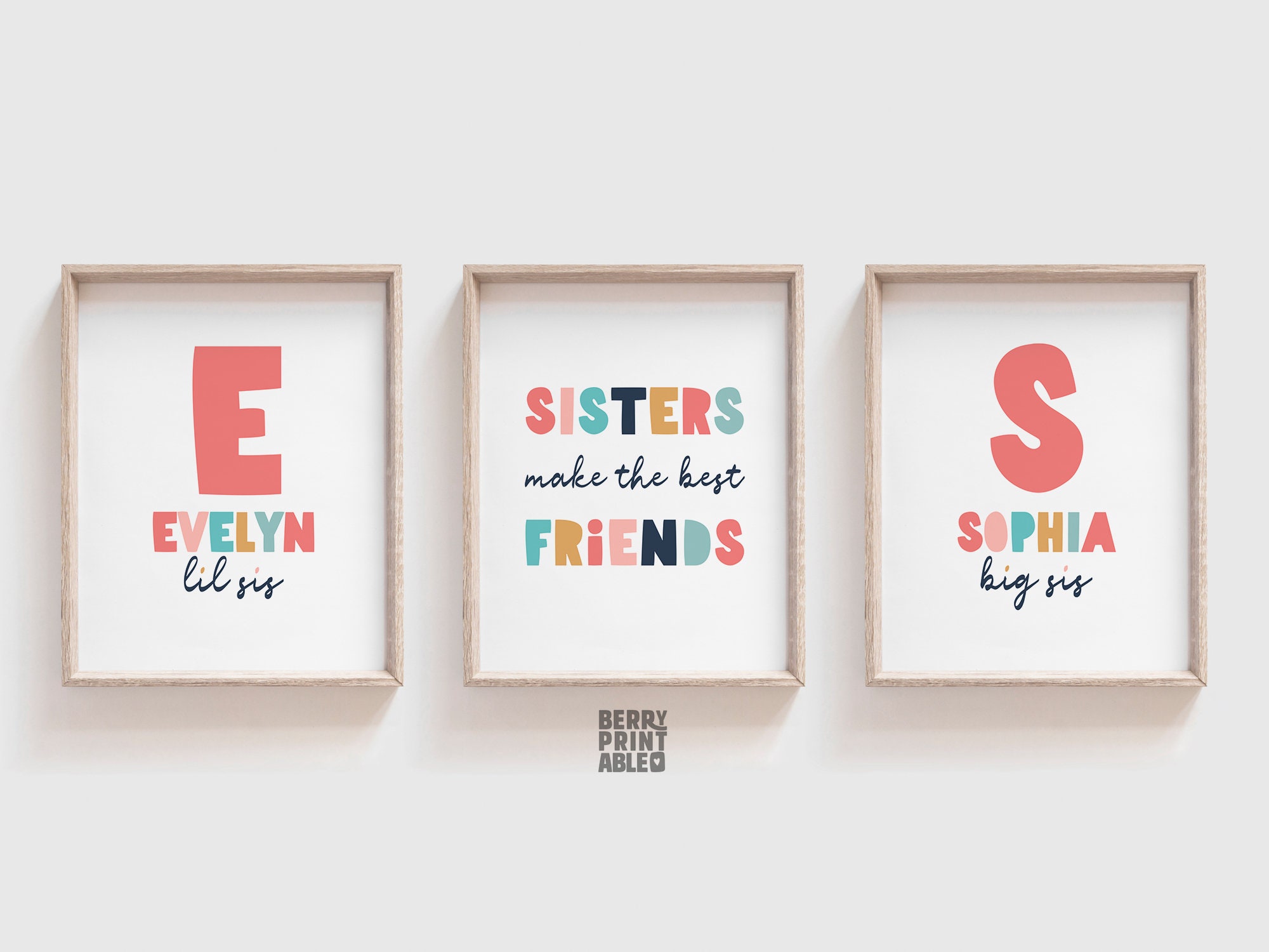 Sisters Printable Set of 3, Custom Poster, Shared Girl Room Decor ...