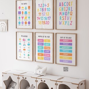 Pink Classroom Decor Set of 6, Kids Playroom, Weather Chart, Learning ...