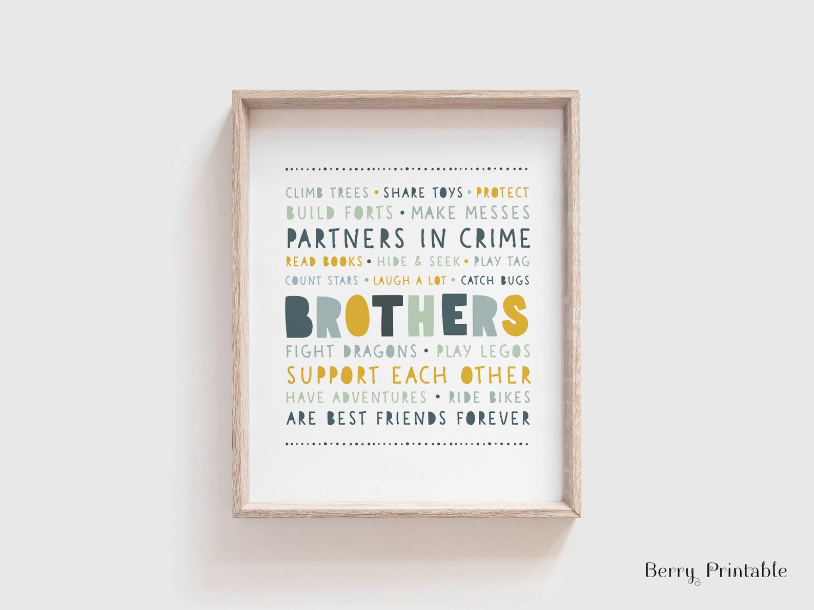 Brothers Are Best Friends Printable Set of 3 Custom Name | Etsy