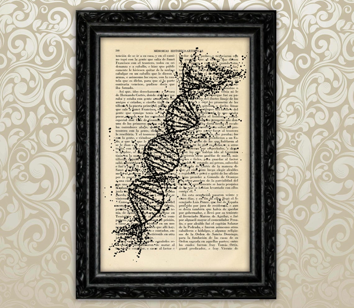DNA Art Print Book Art Biology Art Particle Art Science Human | Etsy