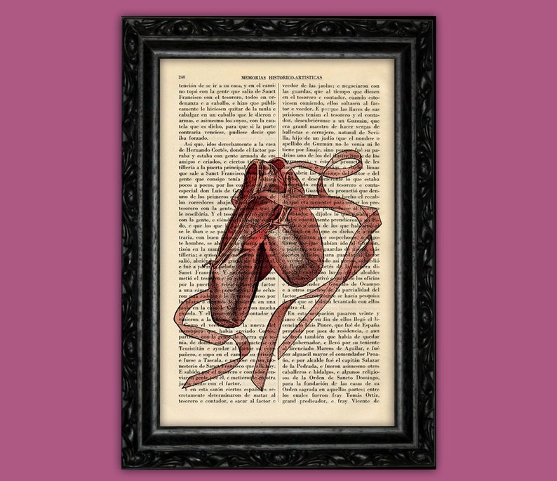 Ballerina Ballet Shoes Poster Dictionary Print Wall Art Shoe | Etsy