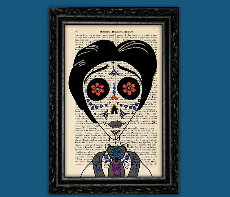 Victor Corpse Bride Sugar Skull Print – Day of the Dead Art on Vintage ...