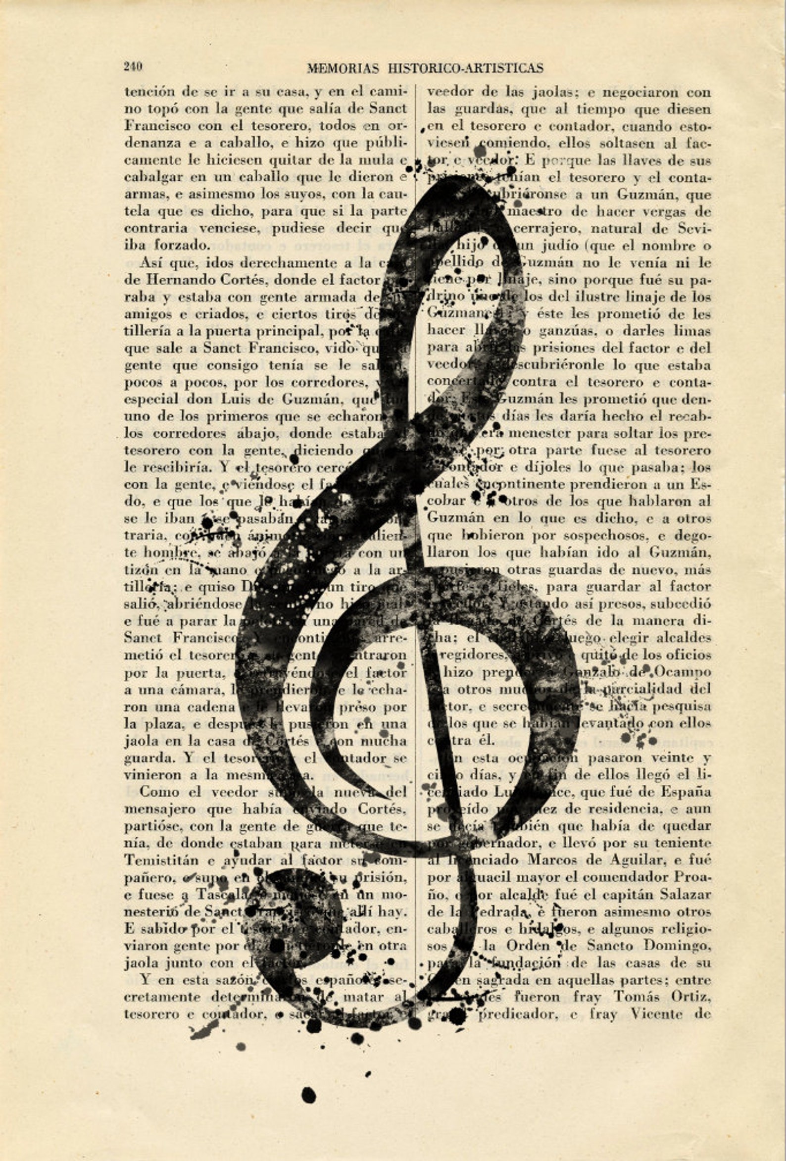 Treble Clef Sign Print Poster Book Art Musci Art Dorm Room Geek Gift ...