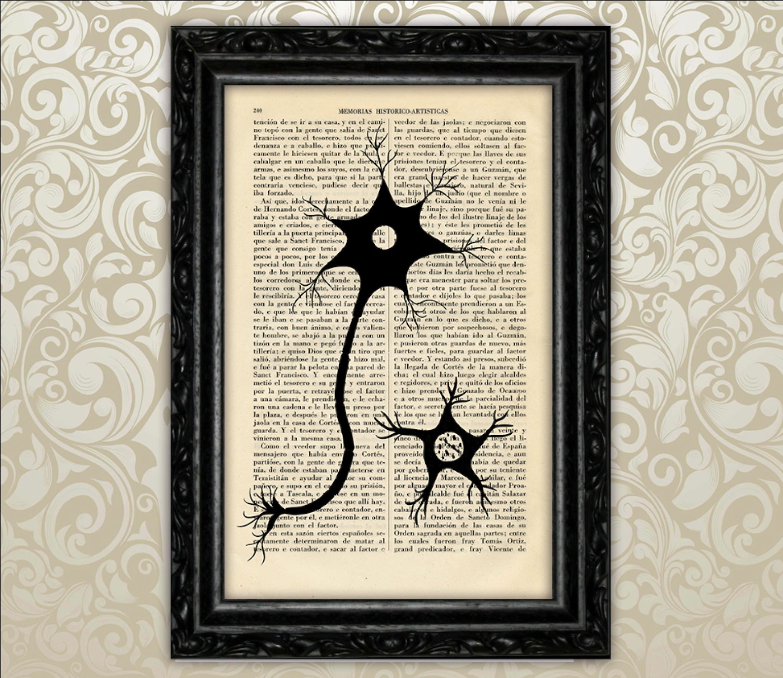 Neuron Cells Art Print Book Art Molecule Art Particle Art Chemistry Art ...