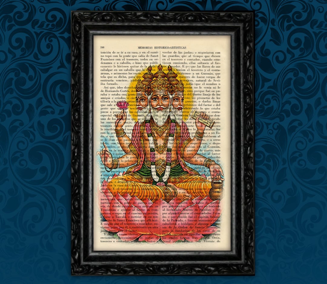 Brahma Hindu God Art Print Traditional Hindu God Poster Book Art Dorm ...