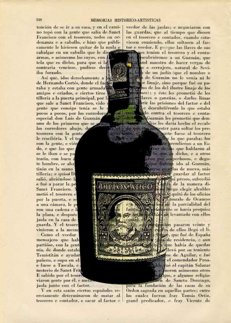 Rum Bottle Art Print Bottle Rum Art Decor Birthday Gift Print Wall ...