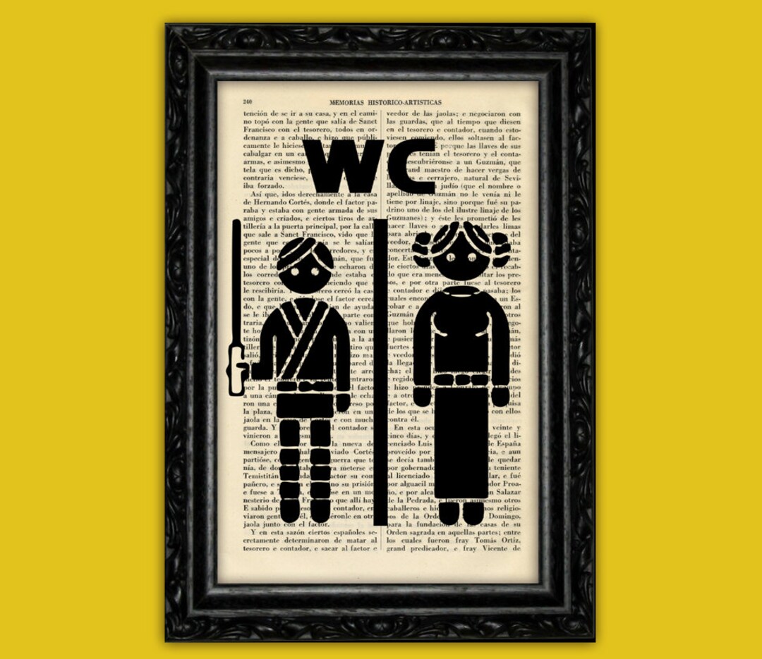 Star Wars Toilet Sign Art Print WC Luke Leia Poster Book Art Dorm Room ...