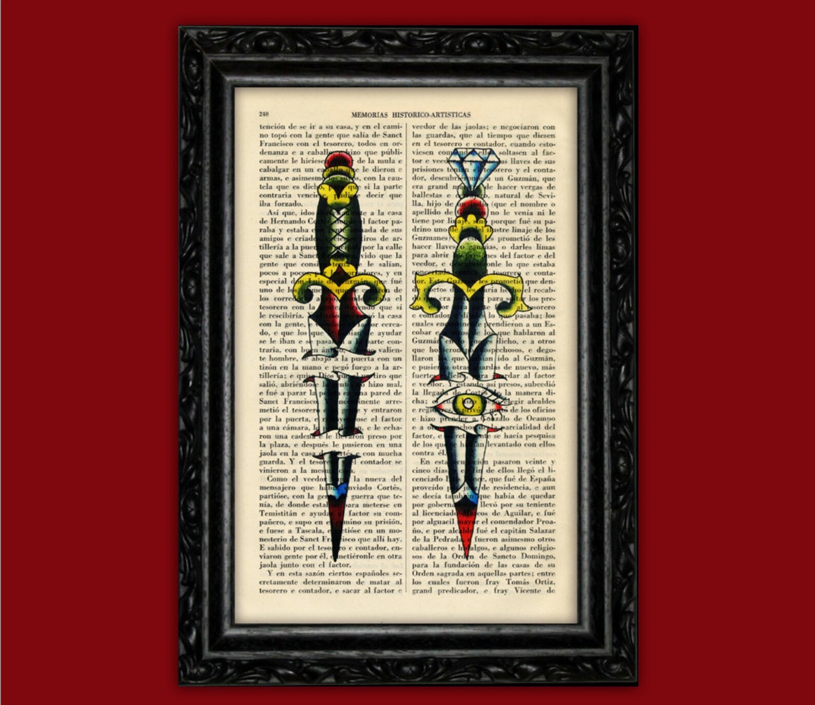 Daggers American Traditional Book Art Print Tattoo Images Poster Dorm ...