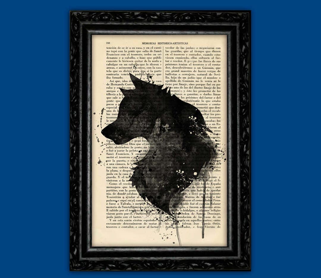 Wolf Silhouette Art Print Dictionary Print Animal Art Vintage Wolf ...