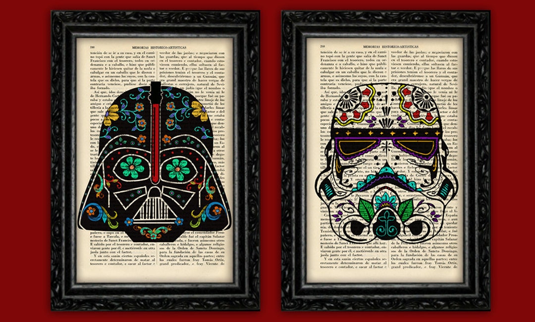 STAR WARS PACK Sugar Skull Dath Vader & Stormtrooper Prints Day of the ...