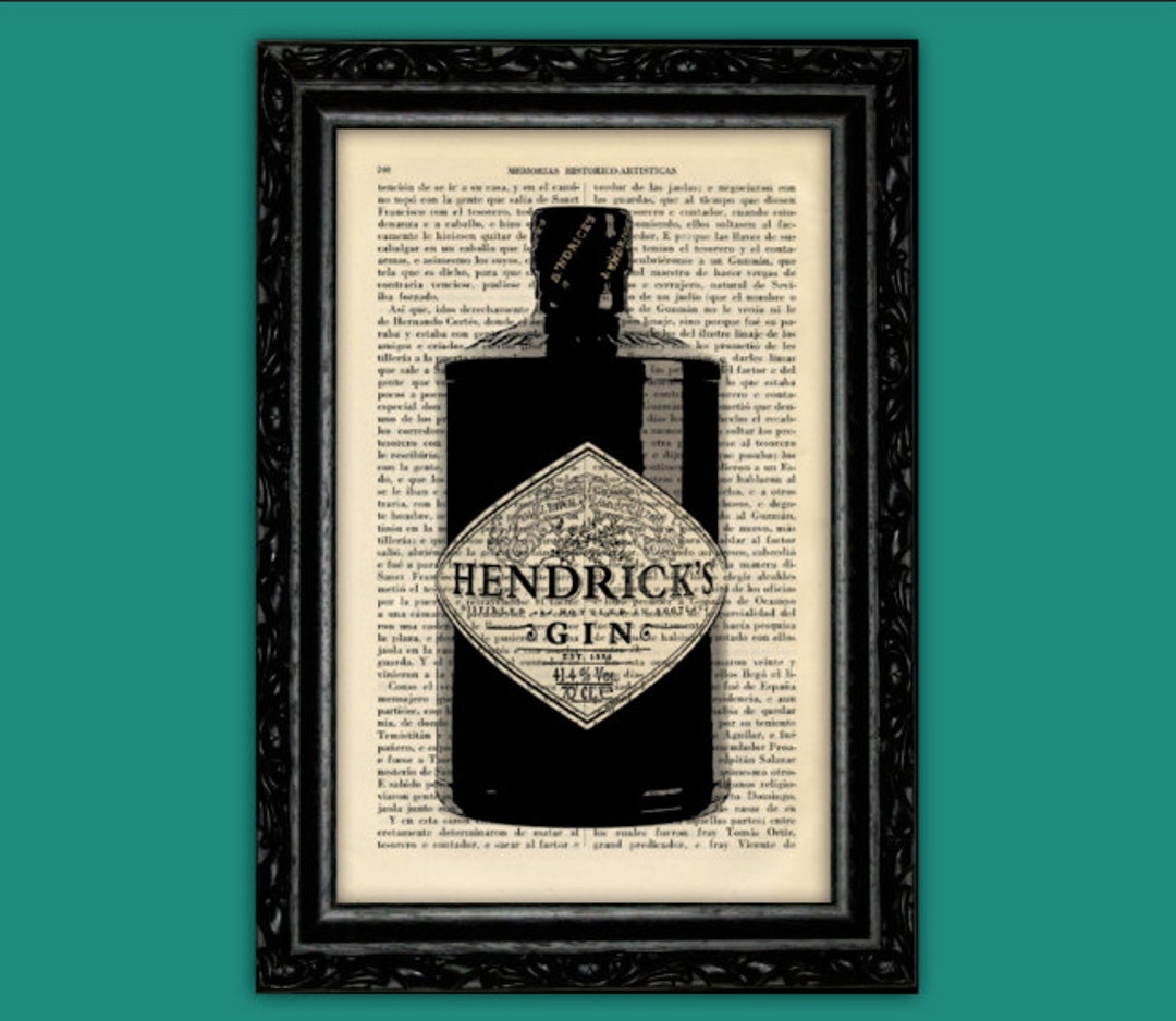 Hendricks Gin Bottle Art Print Art Decor Birthday Gift Print Present ...
