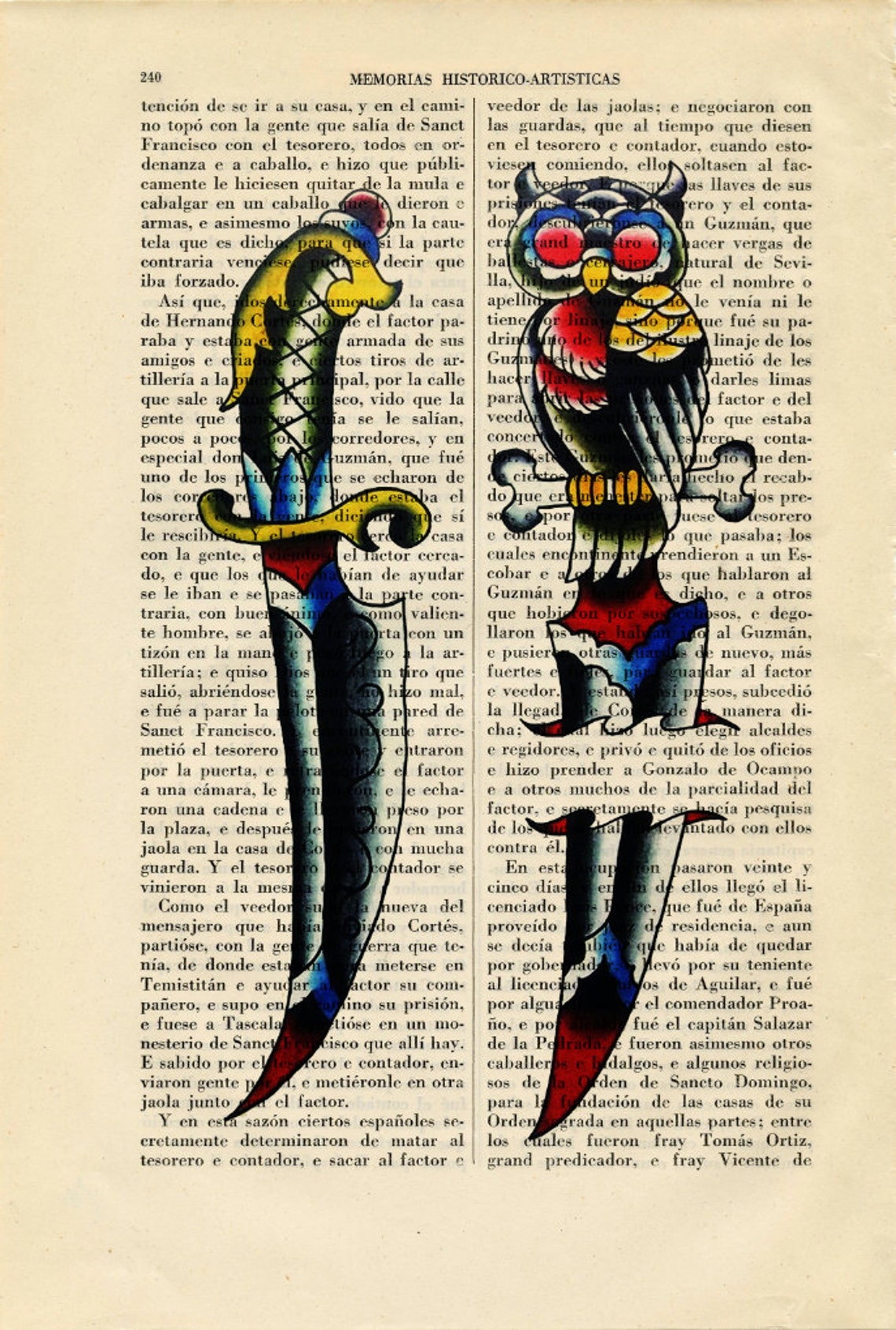 Daggers American Traditional Book Art Print Tattoo Images Poster Dorm ...