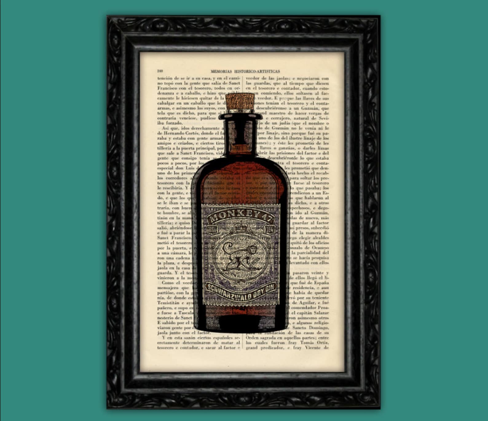Gin Bottle Art Print Gin Art Decor Birthday Gift Print Wall - Etsy