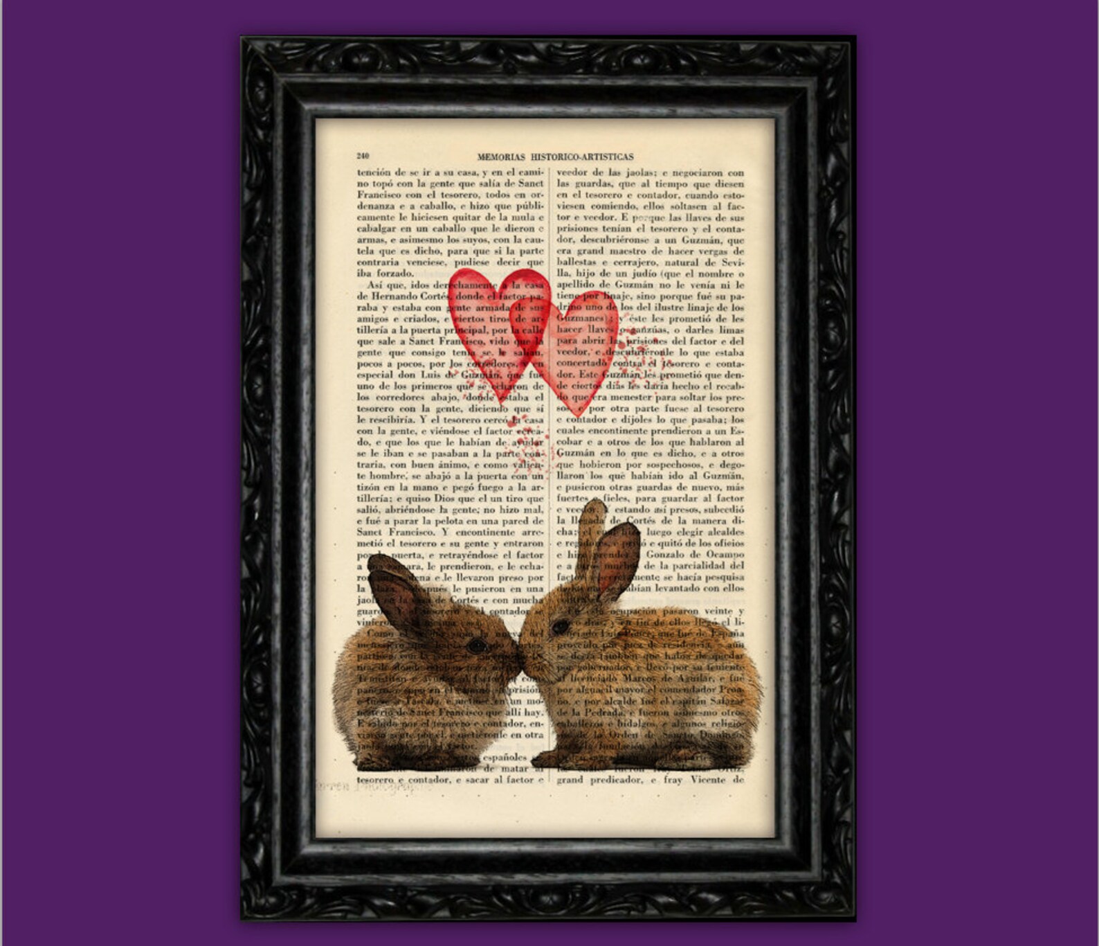 Bunny Love Art Print Animal Mothers Day Cute Rabbits Heart | Etsy