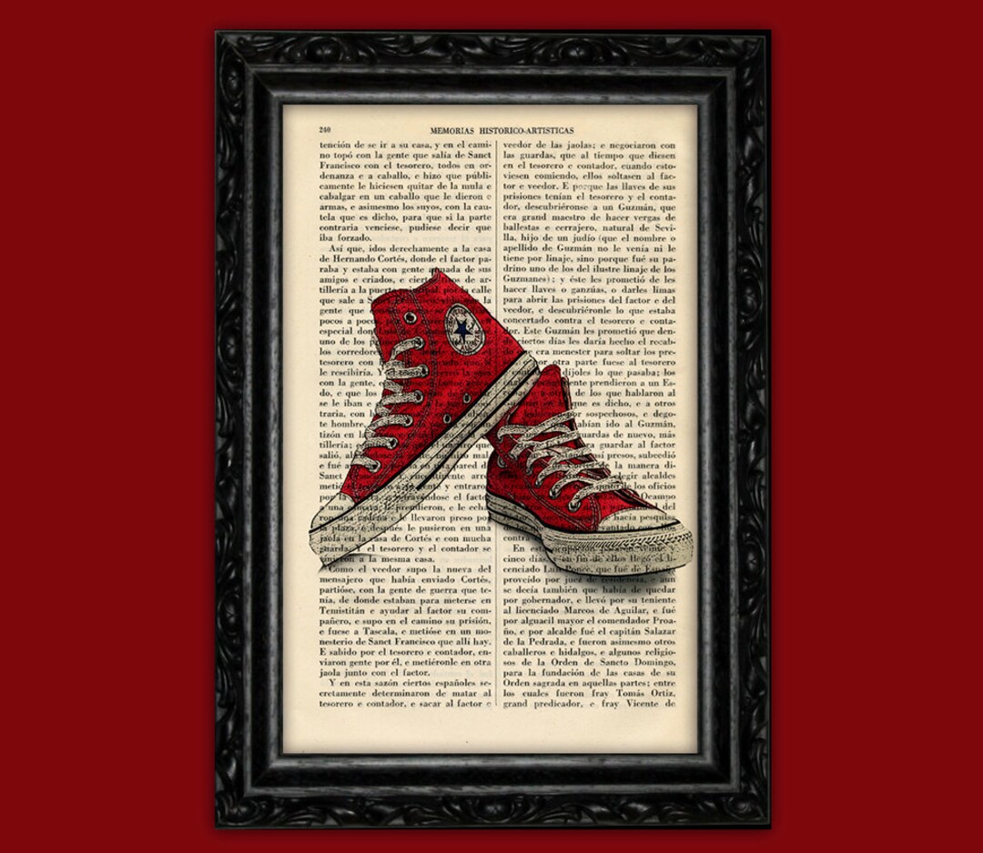 Red Converse All Star Sneakers Poster Dictionary Print Wall Art Shoe ...
