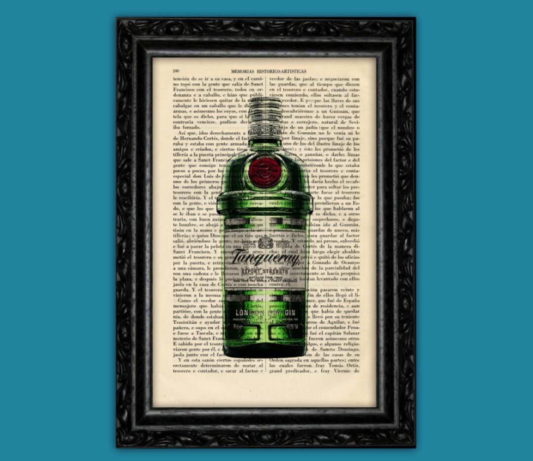 Gin Bottle Art Print Art Decor Birthday Gift Print Wall Decor Poster ...
