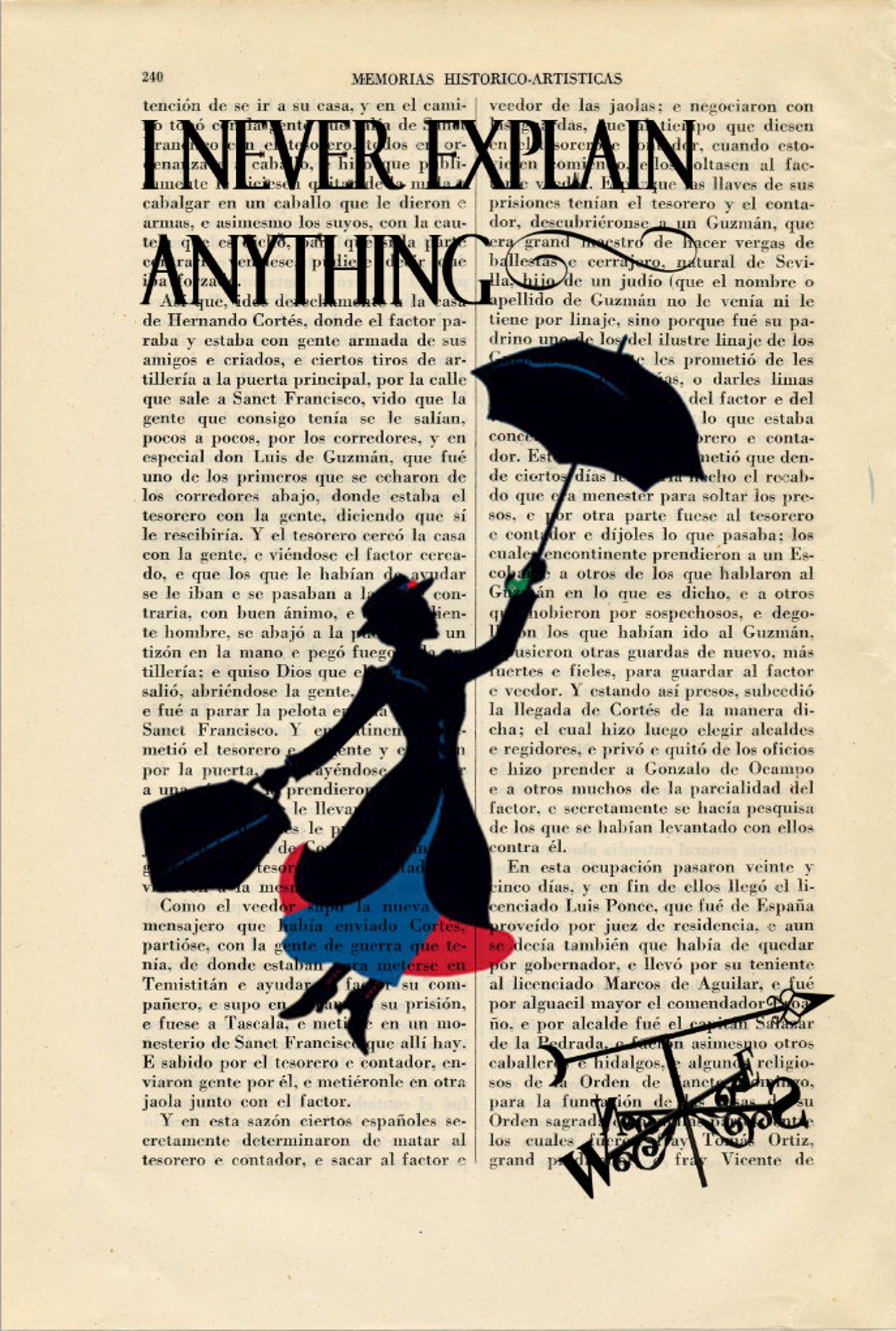 Mary Poppins I Never Explain Anything Art Print Poster Book | Etsy