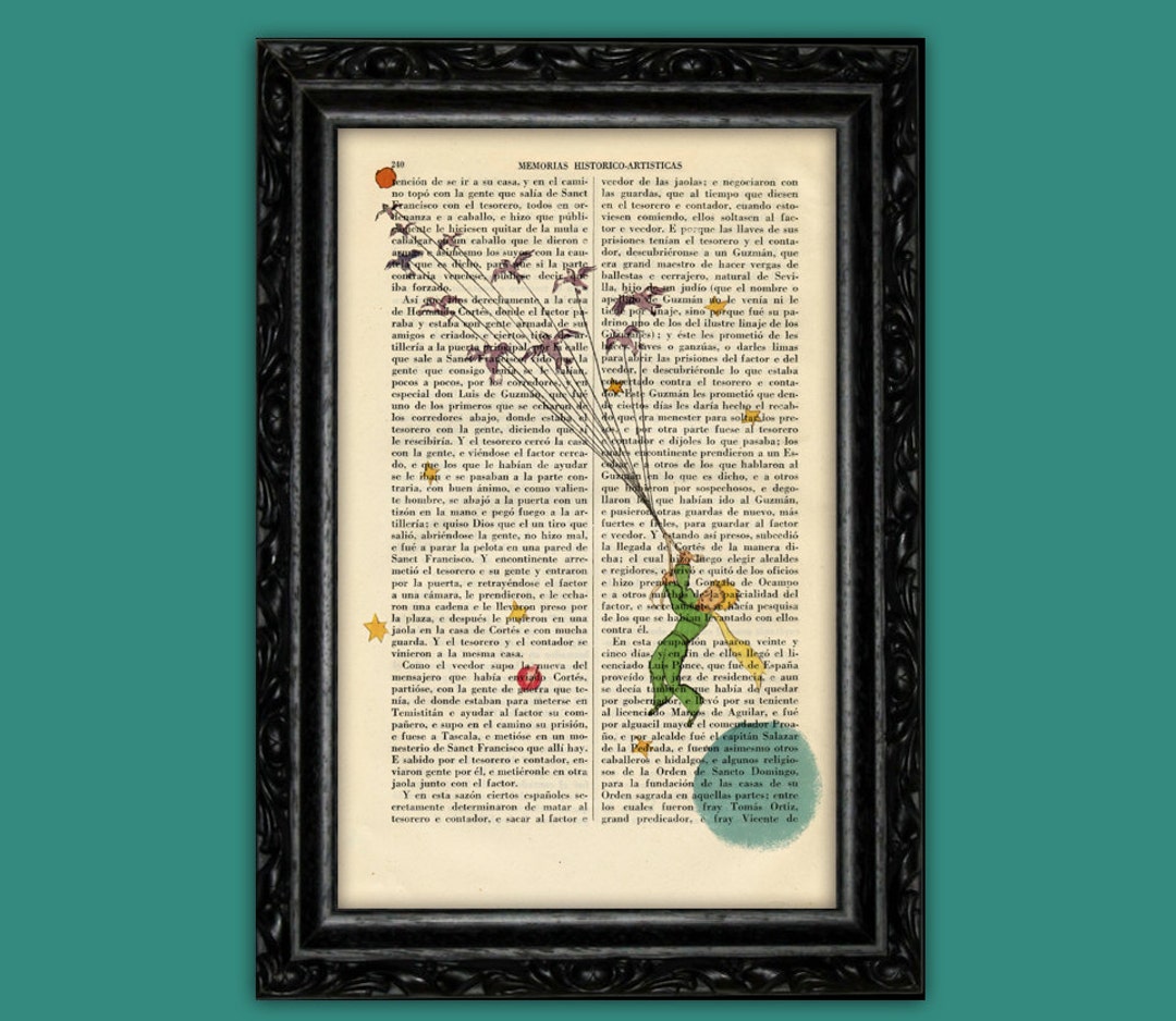 The Little Prince Flying With Birds – Book Art Print on Vintage ...
