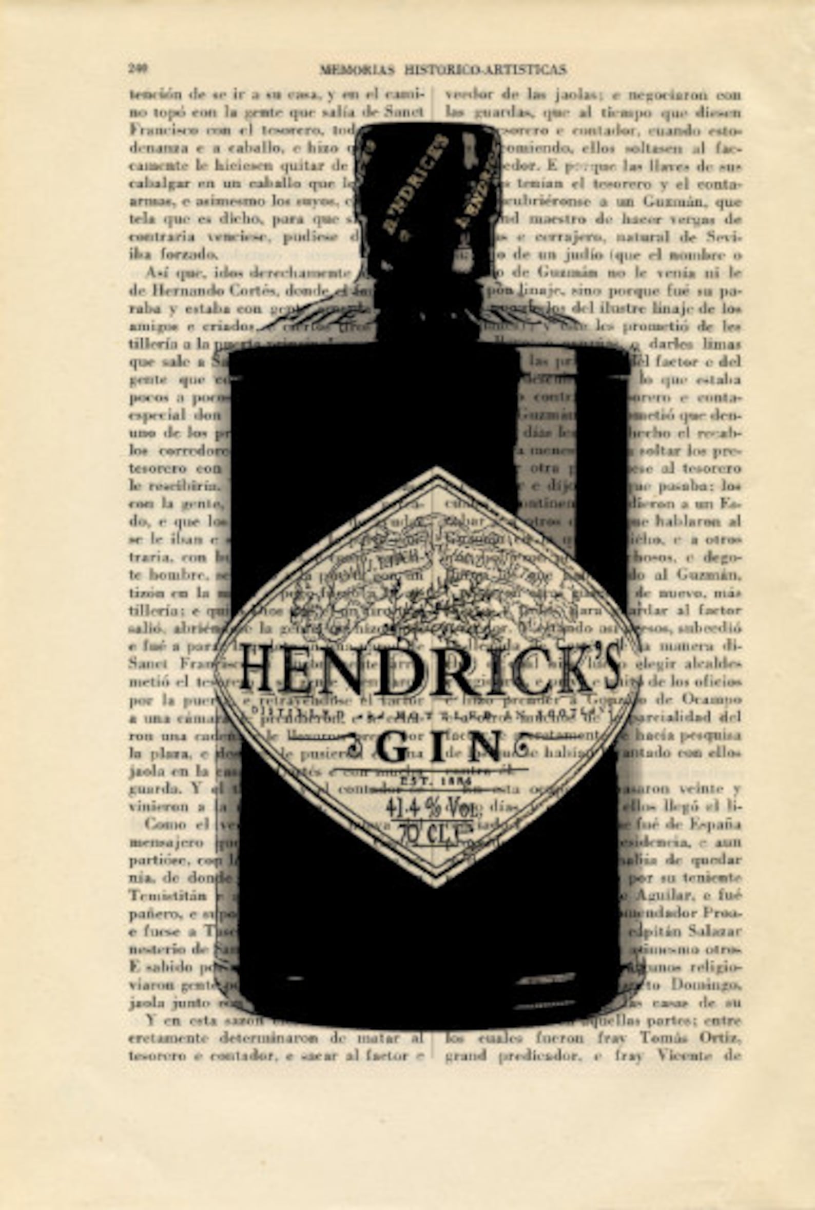 Gin Bottle Art Print Art Decor Birthday Gift Print Present - Etsy