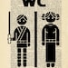 Star Wars Toilet Sign Art Print WC Luke Leia Poster Book Art Dorm Room ...