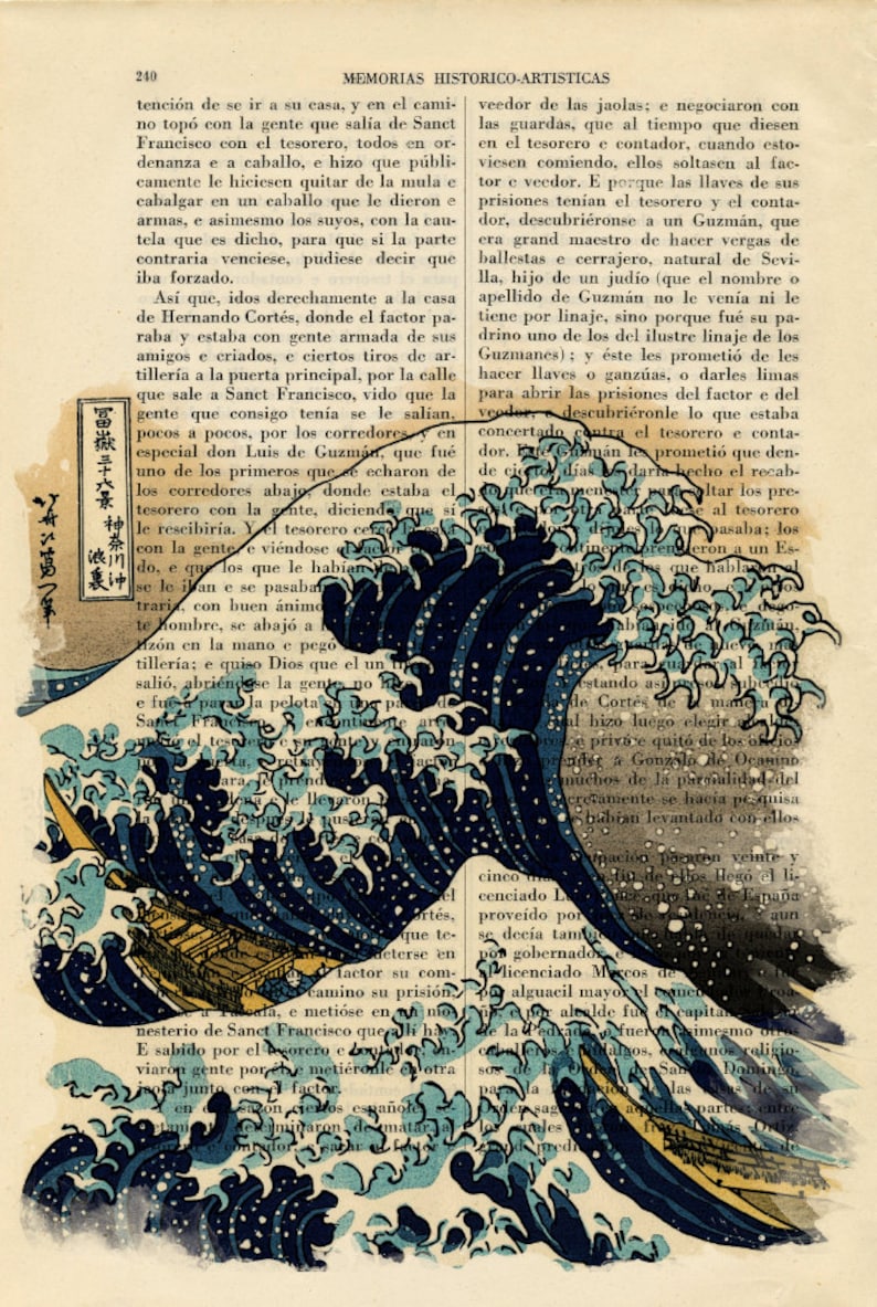 The Great Wave of Kanagawa Japanese Japan Book Art Page - Etsy