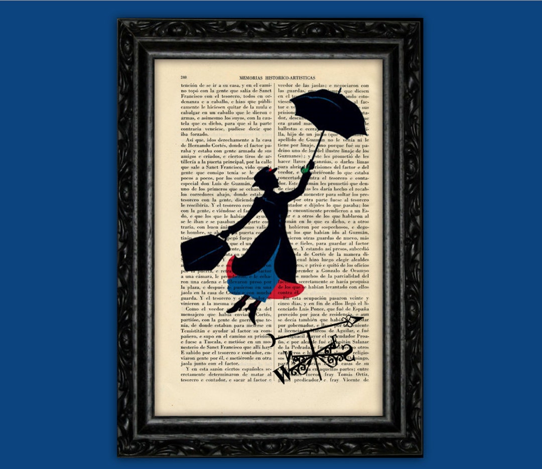 Flying Mary Poppins Silhouette Art Print Weathercock Poster Book Art ...