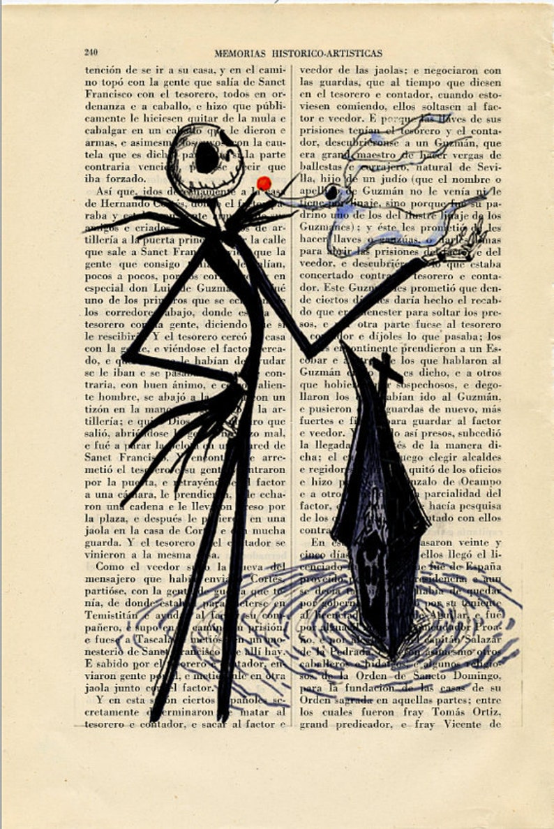 Jack Skellington Prints Tim Burton Book Art Print Pack | Etsy