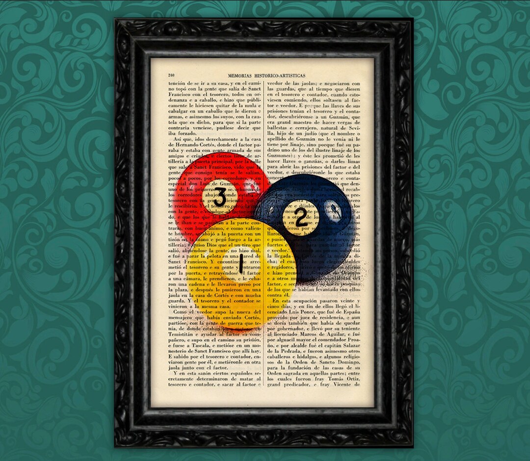 Pool Game Balls Room Book Art Billar Print Pool Ball Game Book Art ...