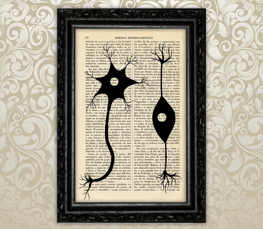Neuron Cells Art Print Book Art Molecule Art Particle Art Chemistry Art ...