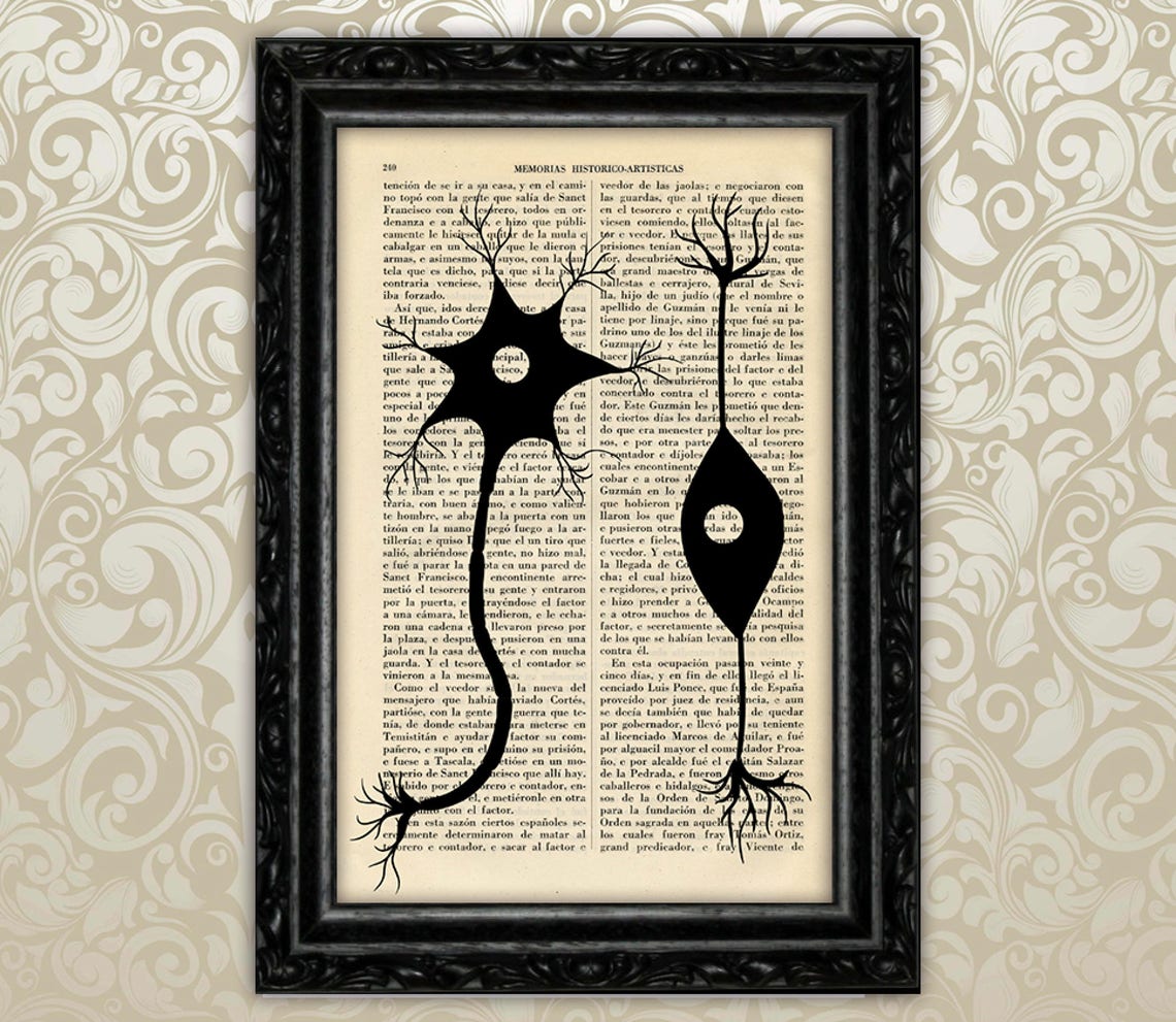 Neuron Cells Art Print Book Art Molecule Art Particle Art Chemistry Art ...