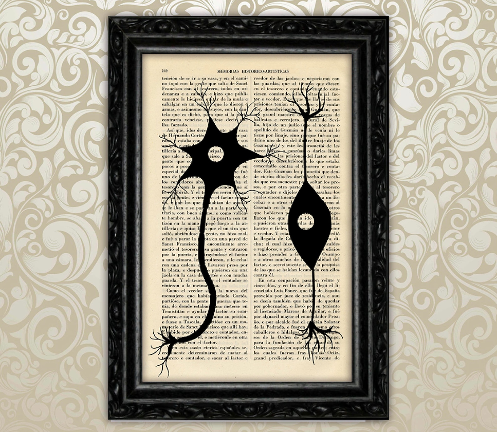 Neuron Cells Art Print Book Art Molecule Art Particle Art Chemistry Art ...