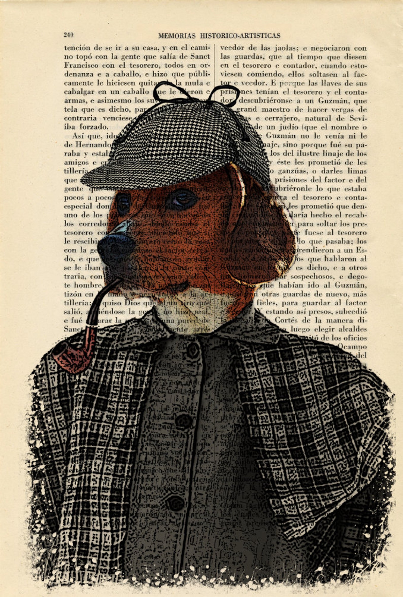 Beagle Dog Inspector Gadget Victorian Book Art Print Birthday | Etsy