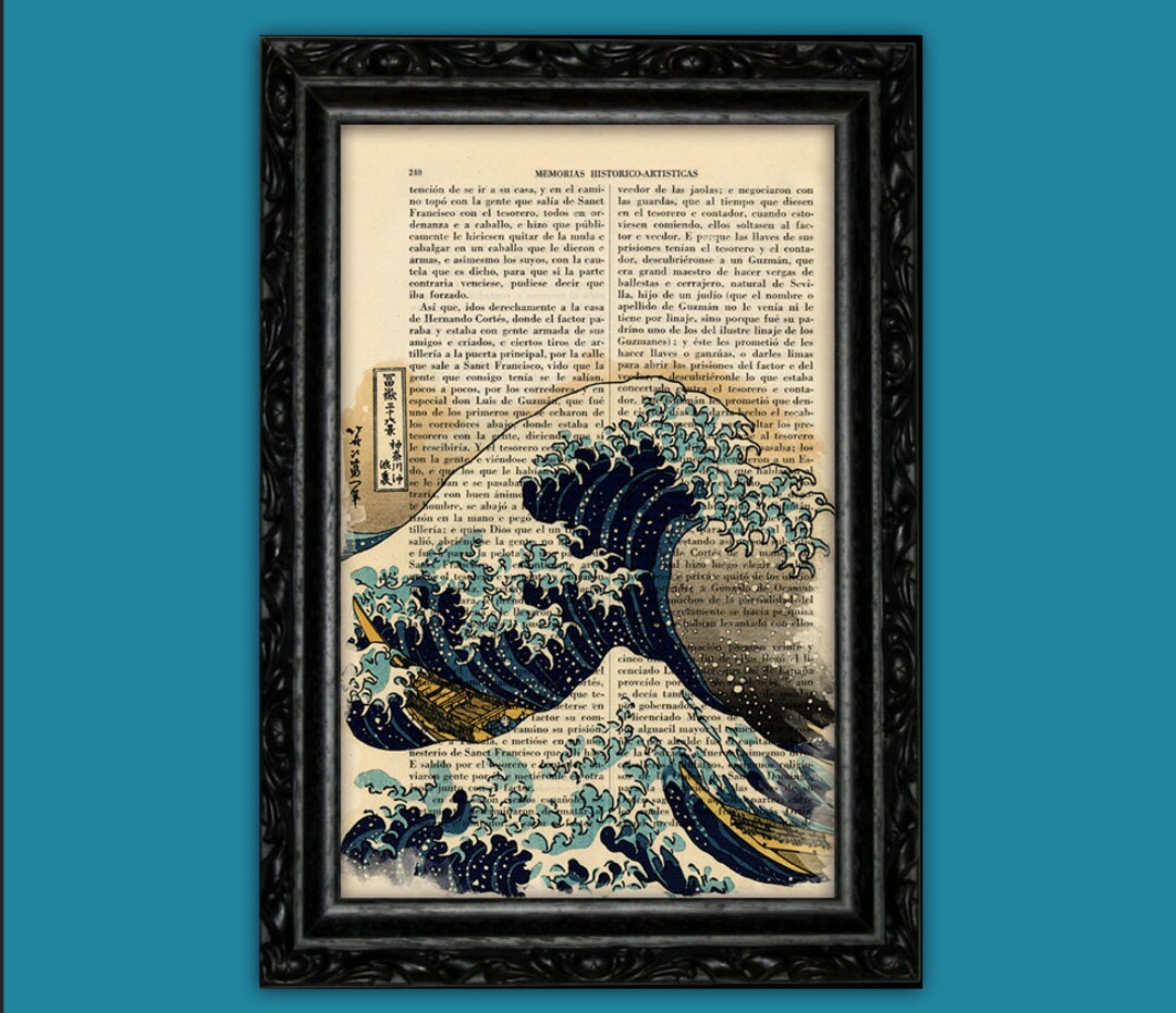 The Great Wave of Kanagawa Japanese Japan Book Art Page Traditional Art ...