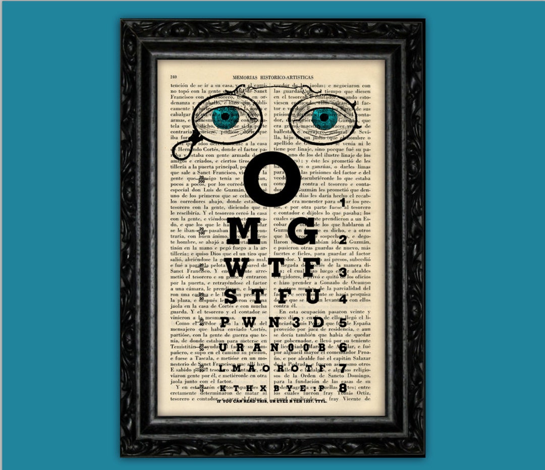 Visual Acuity Test Art Print Eye Wear Poster Dorm Room Print Gift Print ...