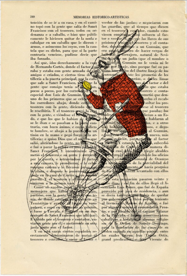 Vintage Rabbit Riding a Bicycle Art Print Alice in Wonderland Poster ...