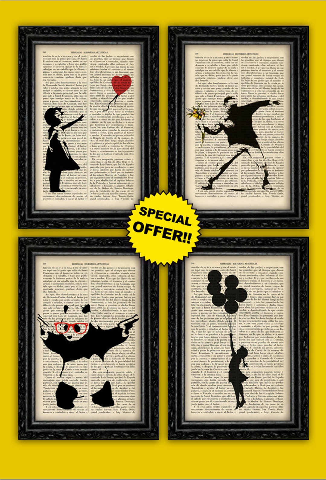 Banksy Set Street Art Print Pack Book Art Gift Dorm Room Print Print ...