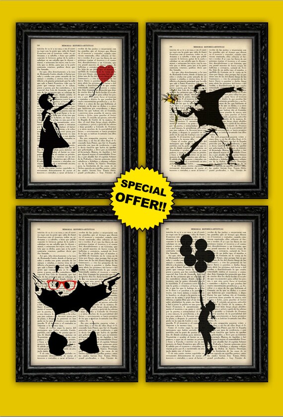Banksy Set Street Art Print Pack Book Art Gift Dorm Room Print | Etsy